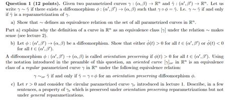 Question Points Given Two Parametrized Curves Chegg