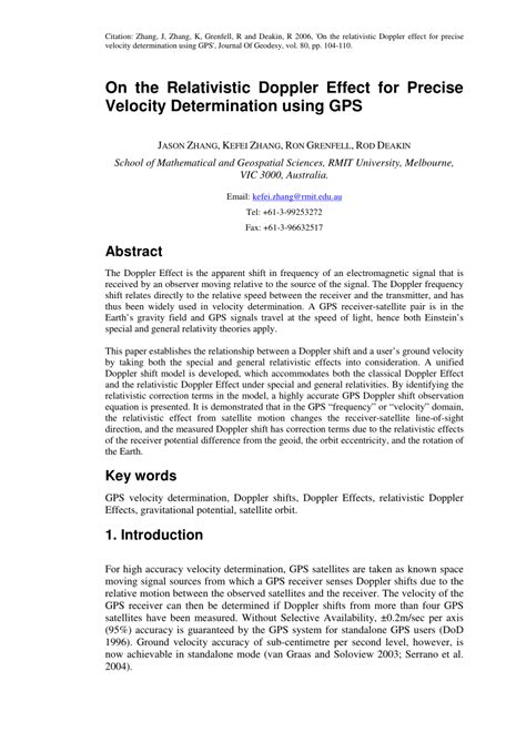 Pdf Short Note On The Relativistic Doppler Effect For Precise