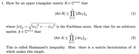 Solved Show For An Upper Triangular Matrix ReChXn That N Chegg