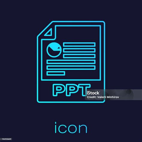 터키석 Ppt 파일 문서 아이콘입니다 Ppt 버튼 라인 아이콘 파란색 배경에 고립 다운로드 Ppt 파일 프리 젠 테이 션 벡터 일러스트 0명에 대한 스톡 벡터 아트 및 기타