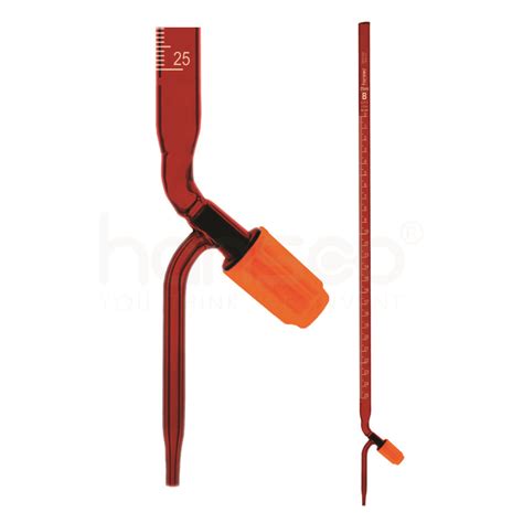 Amber Burette Glass With Needle Valve Stopcock Class B 25ml