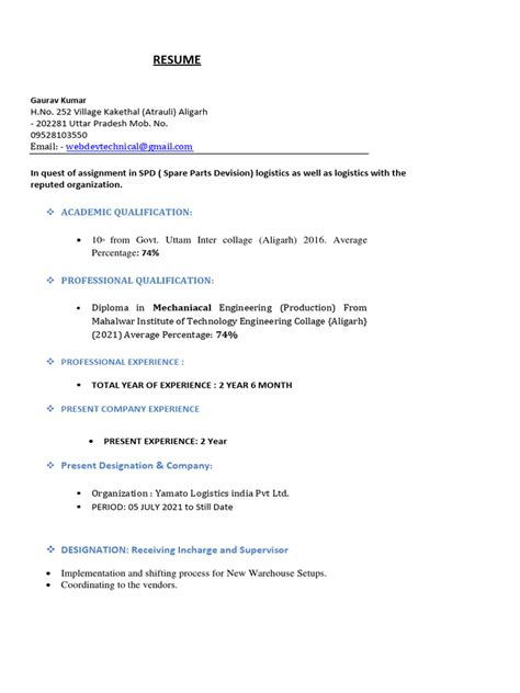 Updated Resume 1700762034099 Gaurav Kumar Pdf Computers