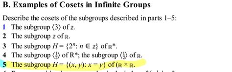 solved b examples of cosets in infinite groups describe the