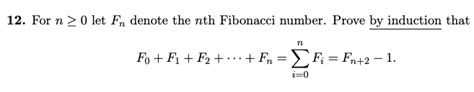 Solved For N≥0 ﻿let Fn ﻿denote The Nth Fibonacci Number