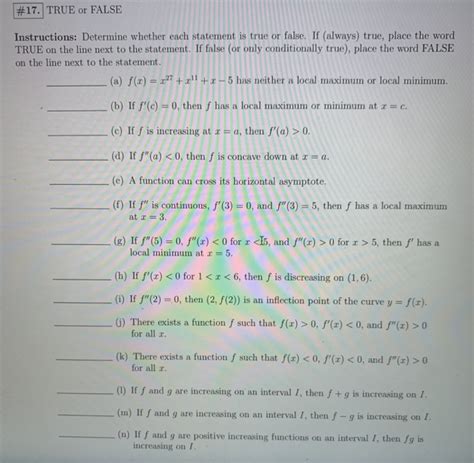 Solved 17 True Or False Instructions Determine Whether
