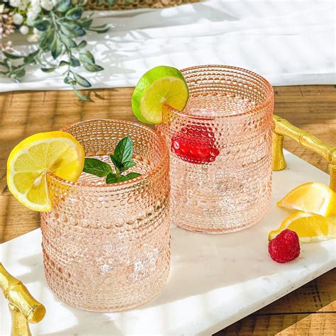 Kate Aspen Rose Gold Hobnail Beaded Drinking Glasses Set Of 24 10 Oz Vintage