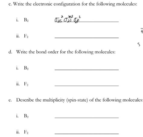 Solved C Write The Electronic Configuration For The Chegg
