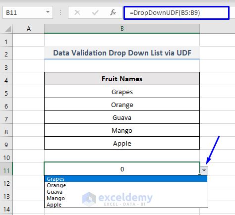 How To Create A Data Validation Drop Down List With VBA In Excel Methods