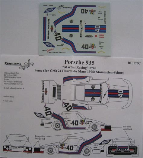 Porsche 935 N° 40 Martini Racing Le Mans 1976 Decal 143e Renaissance