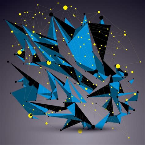 Premium Vector Geometric Blue Polygonal Structure With Yellow Lines Mesh Vector Modern Lace