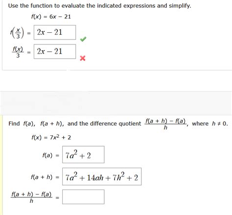 Solved Use The Function To Evaluate The Indicated