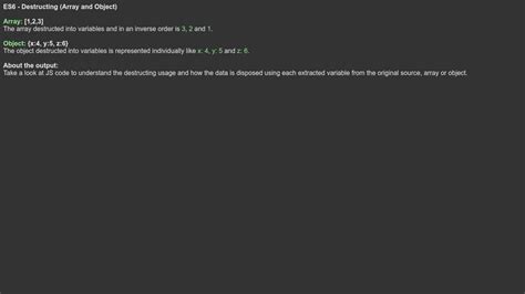 Es6 Destructuring Array And Object