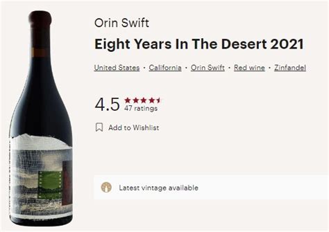 Orin Swift 2021 Eight Years In The Desert