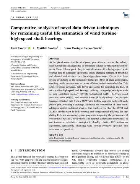 Pdf Comparative Analysis Of Novel Data‐driven Techniques For Remaining Useful Life Estimation