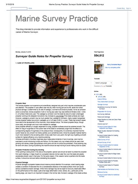 Marine Survey Practice Surveyor Guide Notes For Propeller Surveys Pdf Propeller