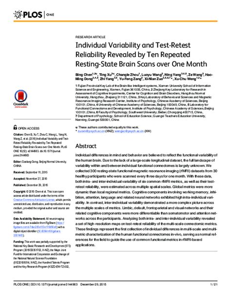 Pdf Individual Variability And Test Retest Reliability Revealed By