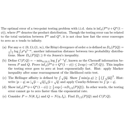Solved The Optimal Error Of A Two Point Testing Problem With