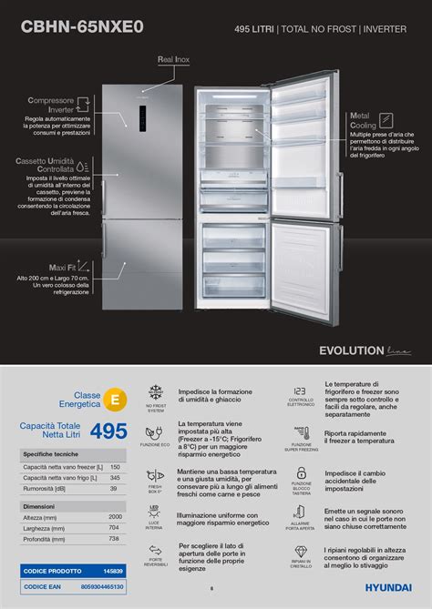 Hyundai Frigo Cbhn 65nxe0 Inox Arredo Famiglia