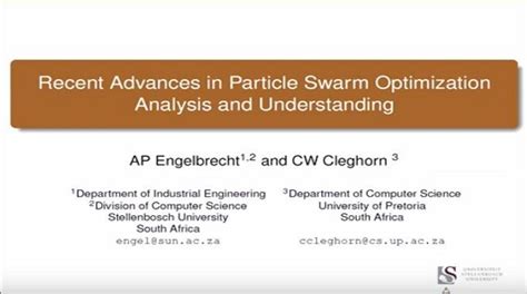 Tutorialrecent Advances In Particle Swarm Optimization Analysis And Understanding Ieee