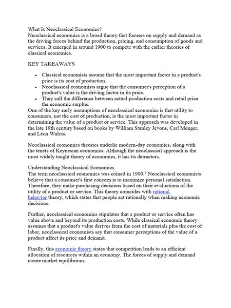 Ib Economics Notes Pdf Neoclassical Economics Economics