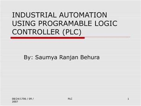 Plc Programable Logic Controllers Ppt