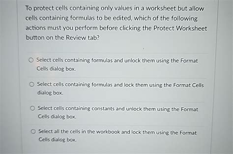 Solved To Protect Cells Containing Only Values In A
