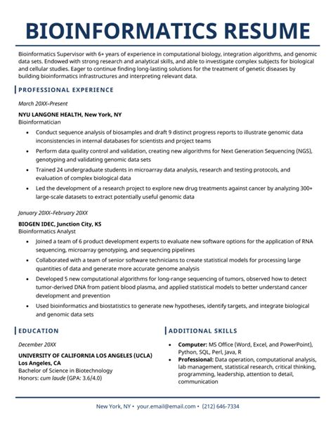 Bioinformatics Resume Examples And 22 Skills To List