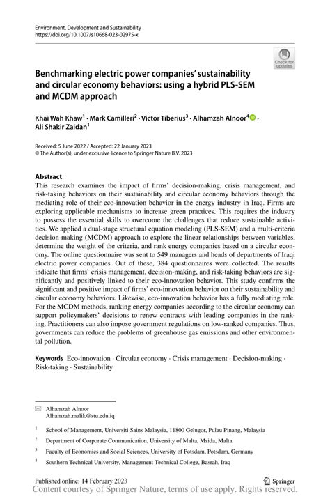 Benchmarking Electric Power Companies Sustainability And Circular