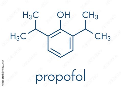 Propofol Anesthetic Drug Molecule Skeletal Formula Stock Vector