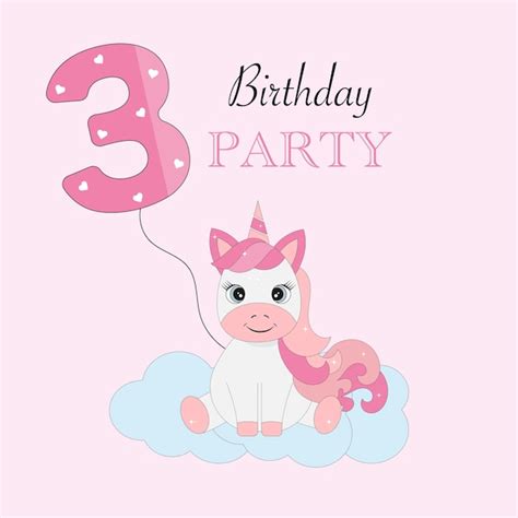 Vectores E Ilustraciones De Invitacion 3 Cumpleanos Nina Para Descargar