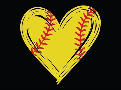 Vector Softball Heart Softball Heart Vector Art Board Prints For Sale