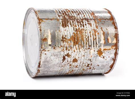 Rusty Metal Can With White Background Stock Photo Alamy