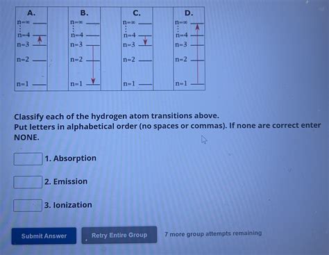 Solved Classify Each Of The Hydrogen Atom Transitions