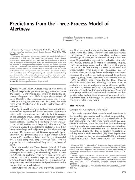 Pdf Predictions From The Three Process Model Of Alertness