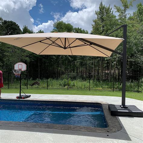 Purple Leaf 11 Ft Outdoor Cantilever Umbrellas Square Aluminum Offset