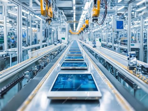 Modern Electronics Assembly Line In Action Premium Ai Generated Image