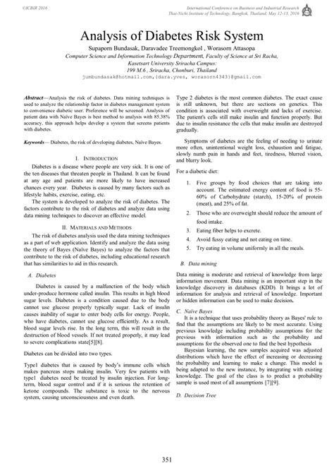 PDF Analysis Of Diabetes Risk System