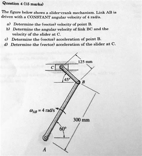 SOLVED Question Marks Driven With A CONSTANT Angular Velocity Of Rad S A Determine