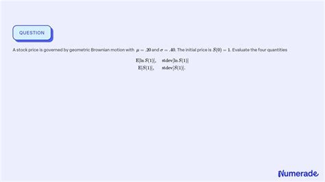 Solveda Stock Price Is Governed By Geometric Brownian Motion With μ