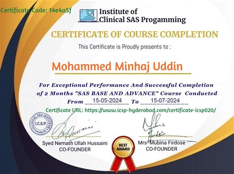 Certificate Icsp020 Institute Of Clinical Sas Programming