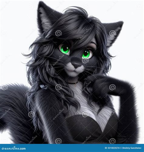 Cat With Flower In Dark Dress Stock Illustration Illustration Of Eyes