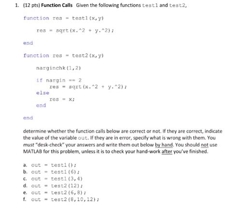 Solved Given The Following Functions Test And Test Chegg