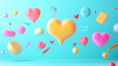 Floating 3d Chat Bubbles Colorful Hearts And Arrows Creating A