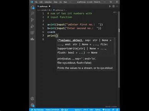Python Program To Input Two Int Numbers And Print Their Sum Add In Python Shorts Python