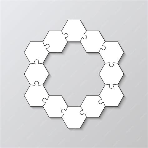 Premium Vector Hexagonal 12 Puzzle Pieces Simple Scheme With Separate