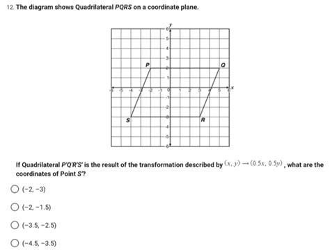 Solved 12 The Diagram Shows Quadrilateral Pqrs On A Coordinate Plane