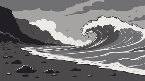 Ocean Wave Crashing Powerful Nature And Sea Energy Vector Design Generative Ai Stock