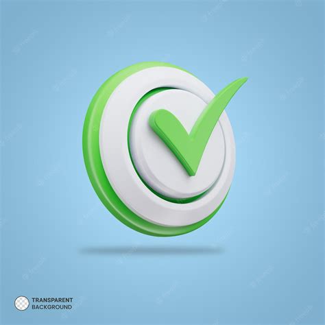 Значок символа зеленой галочки 3d визуализация иллюстрации Бесплатно Psd Файл