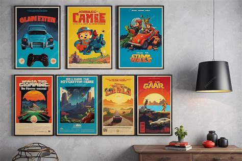 Premium Photo Retro Gaming Nostalgia Classic Game Posters On Walls