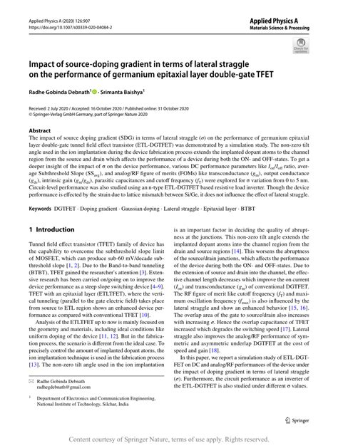 Impact Of Source Doping Gradient In Terms Of Lateral Straggle On The Performance Of Germanium